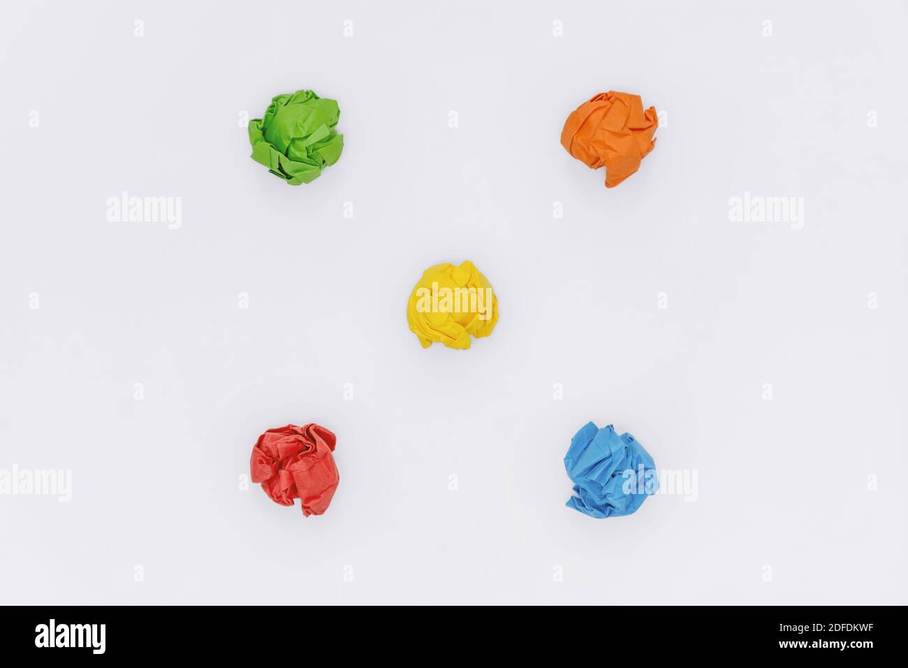Overhead View of Multi Colored Crumpled Paper Ball Stock Photo - Alamy