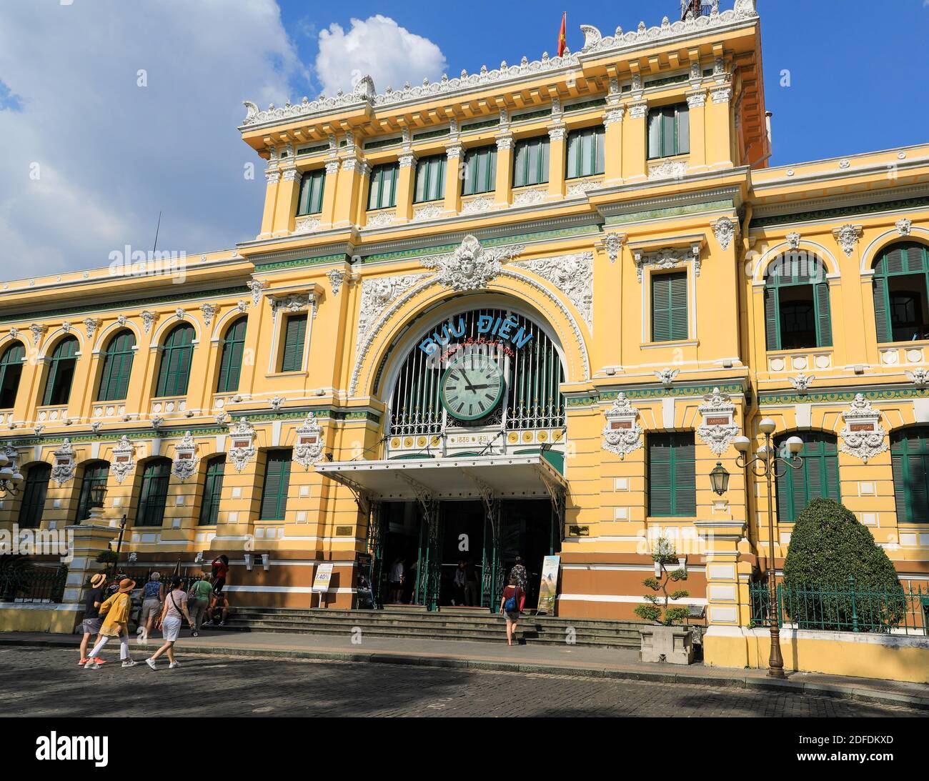The exterior or outside of the Ho Chi Minh City Post Office, or the ...