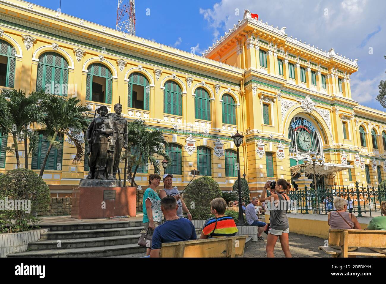 The exterior or outside of the Ho Chi Minh City Post Office, or the ...