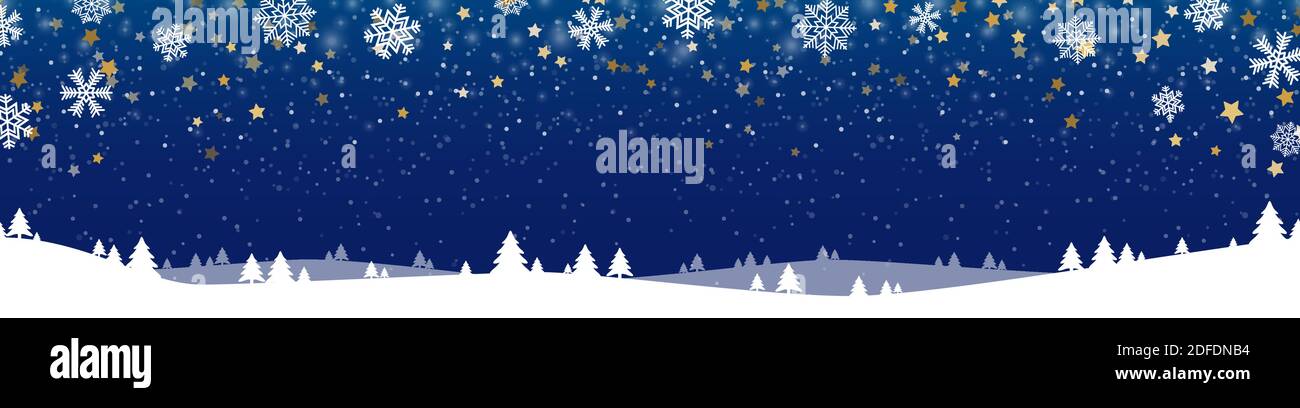 eps vector file showing a christmas panorama header with fall of snow ...