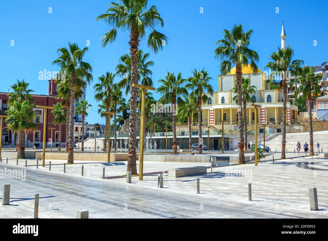 Durres/Albania- July 29, 2020: cityscape of Albanian resort - park at ...