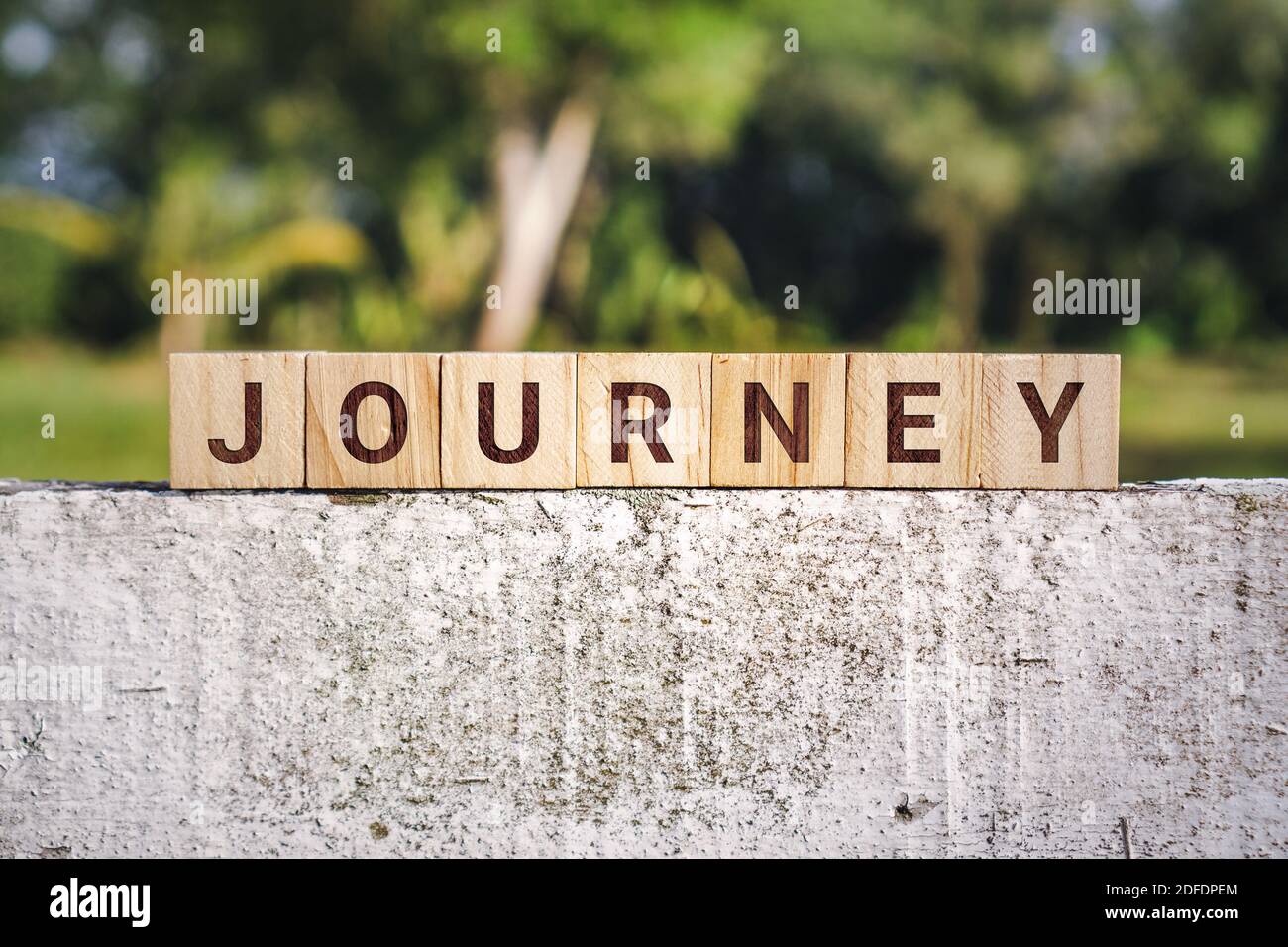 Wooden Block With The Word Journey Stock Photo - Alamy