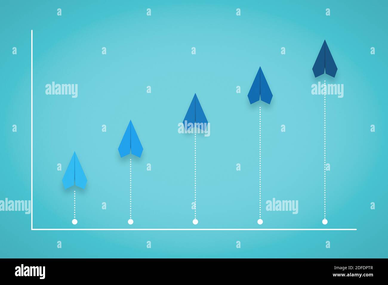 Competition, Growth and Progress Chart With Paper Plane. Business ...