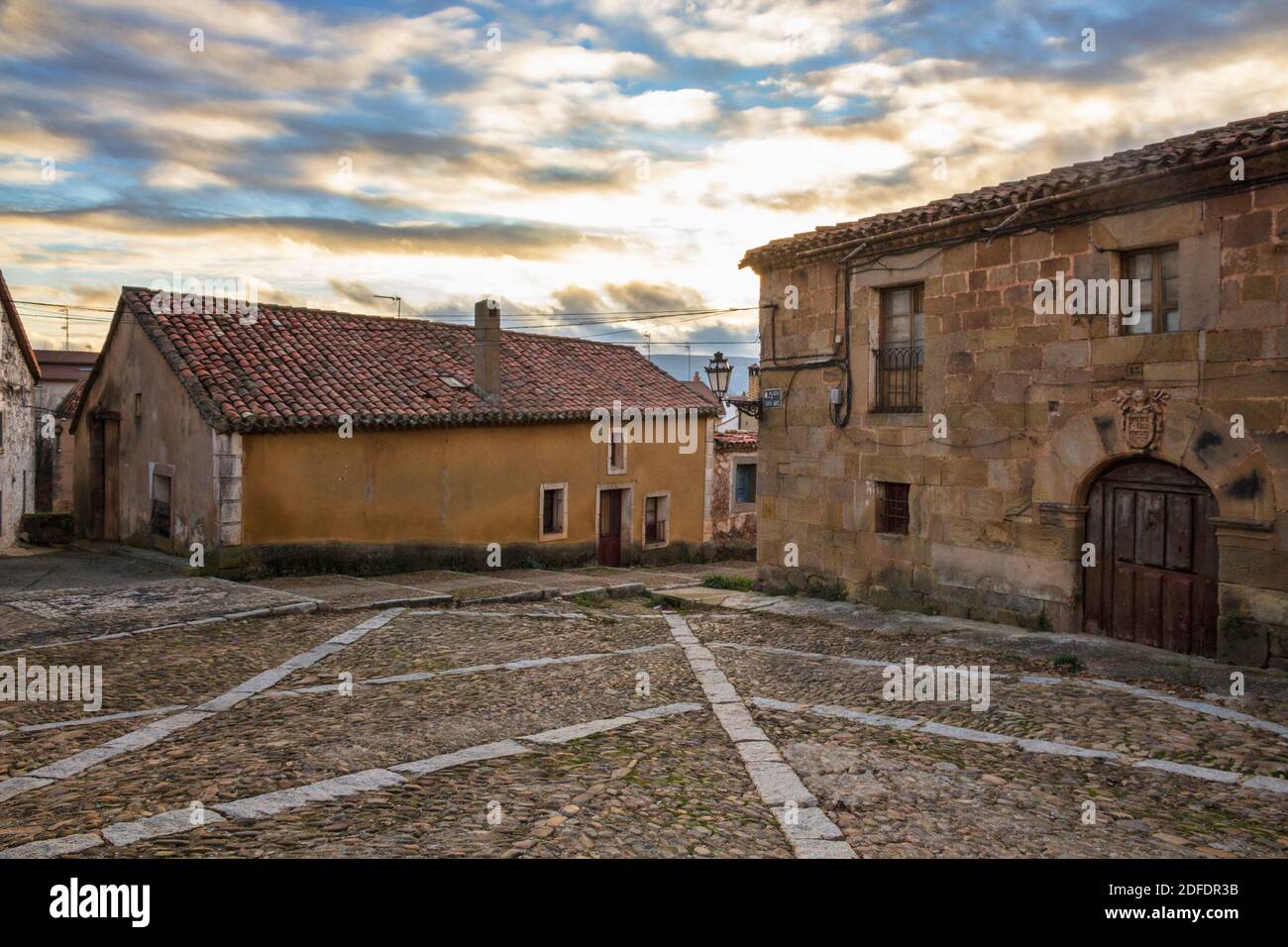 Stone houses of a village in Spain in stone square Stock Photo - Alamy