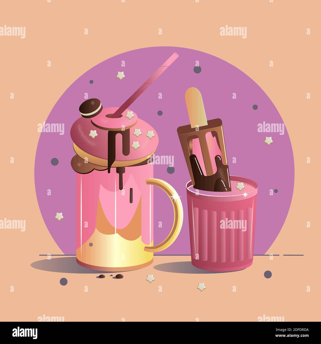 Caramel milk shake cocktail Stock Vector Images - Alamy