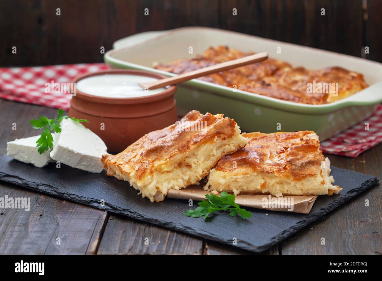 Homemade Traditional Serbian Gibanica with cheese. Delicious soft ...