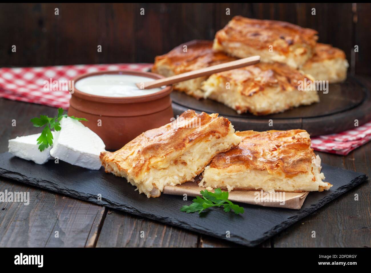 Homemade Traditional Serbian Gibanica with cheese. Delicious soft ...