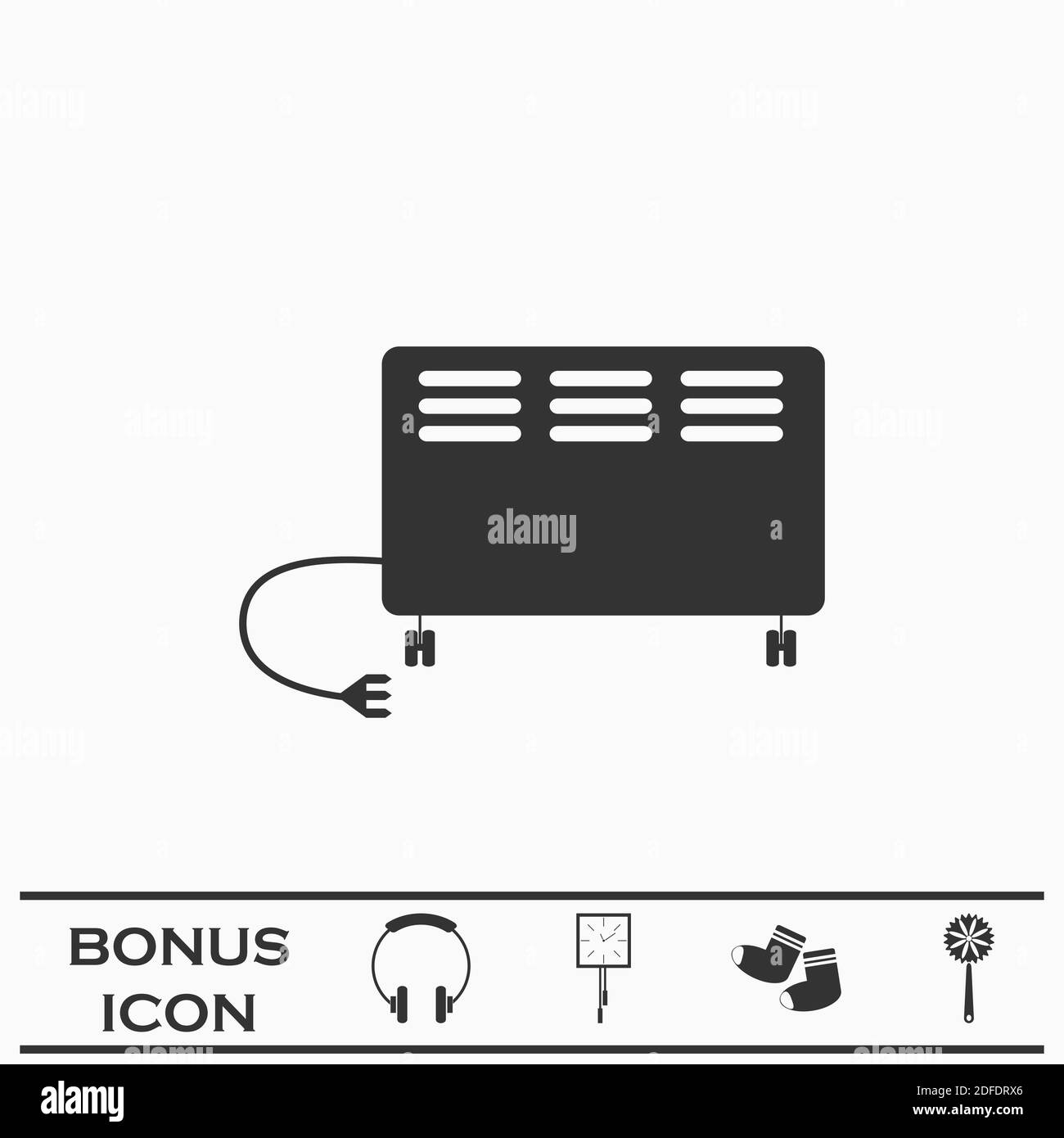 Electric heater icon flat. Black pictogram on white background. Vector ...