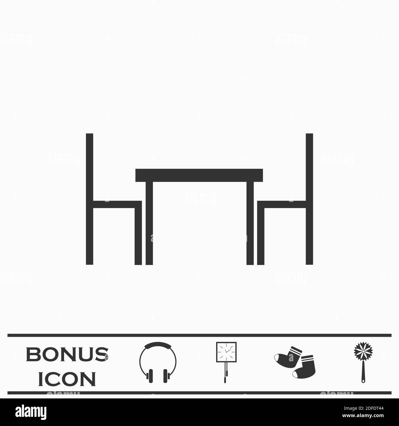 Table with chairs icon flat. Black pictogram on white background ...