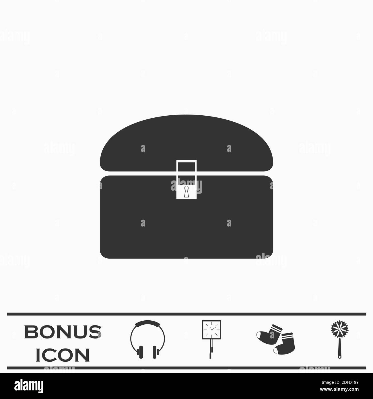 Chest icon flat. Black pictogram on white background. Vector ...