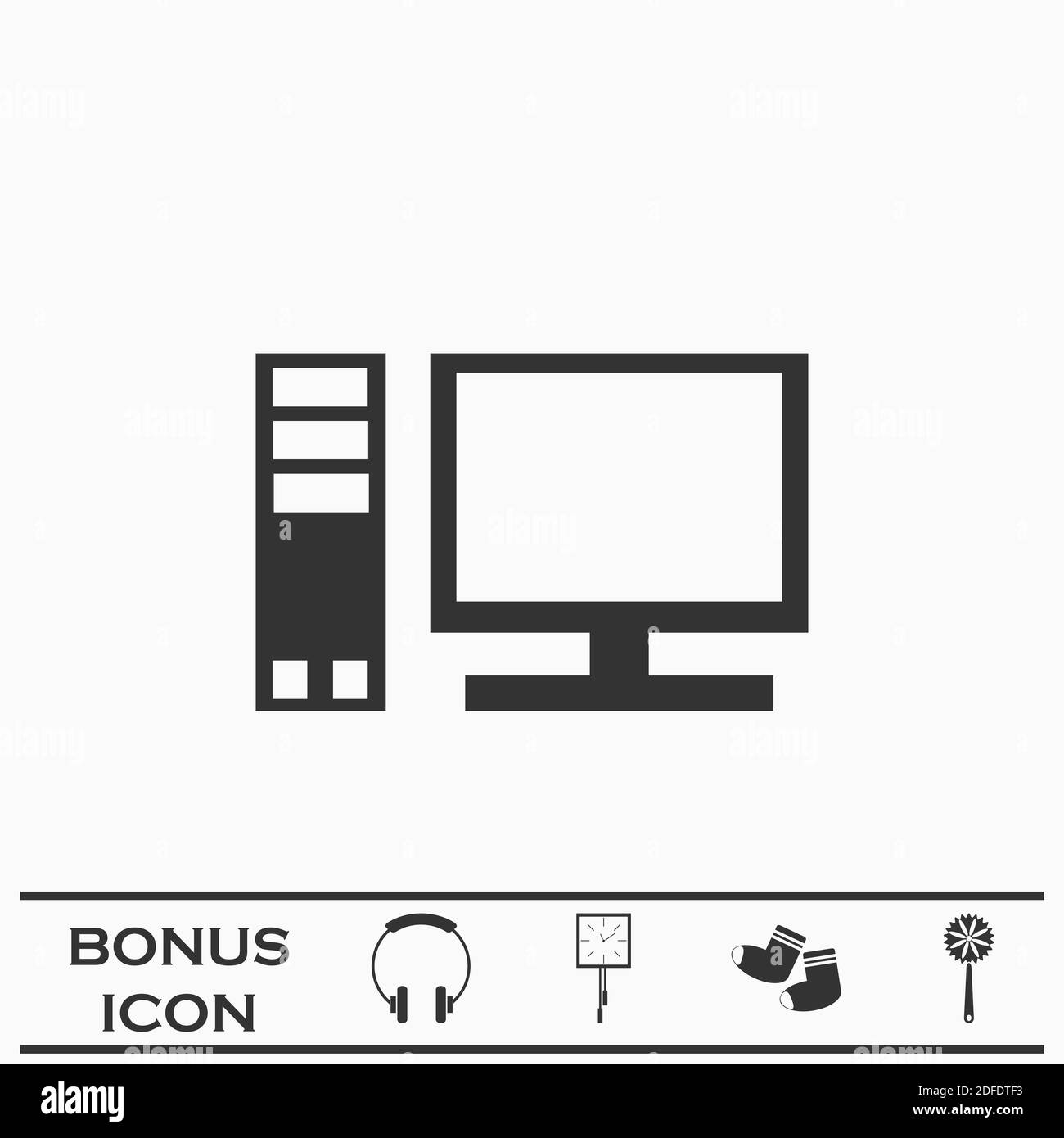 Computer icon flat. Black pictogram on white background. Vector ...