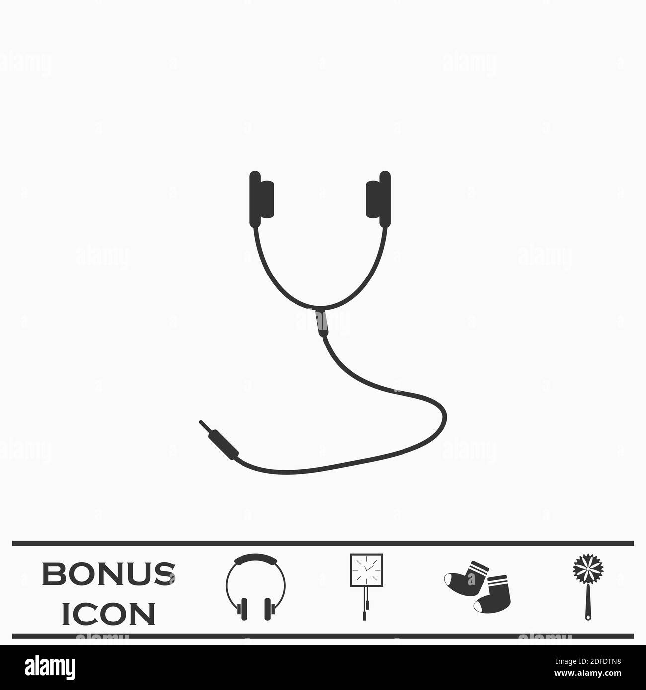 Headphones icon flat. Black pictogram on white background. Vector ...