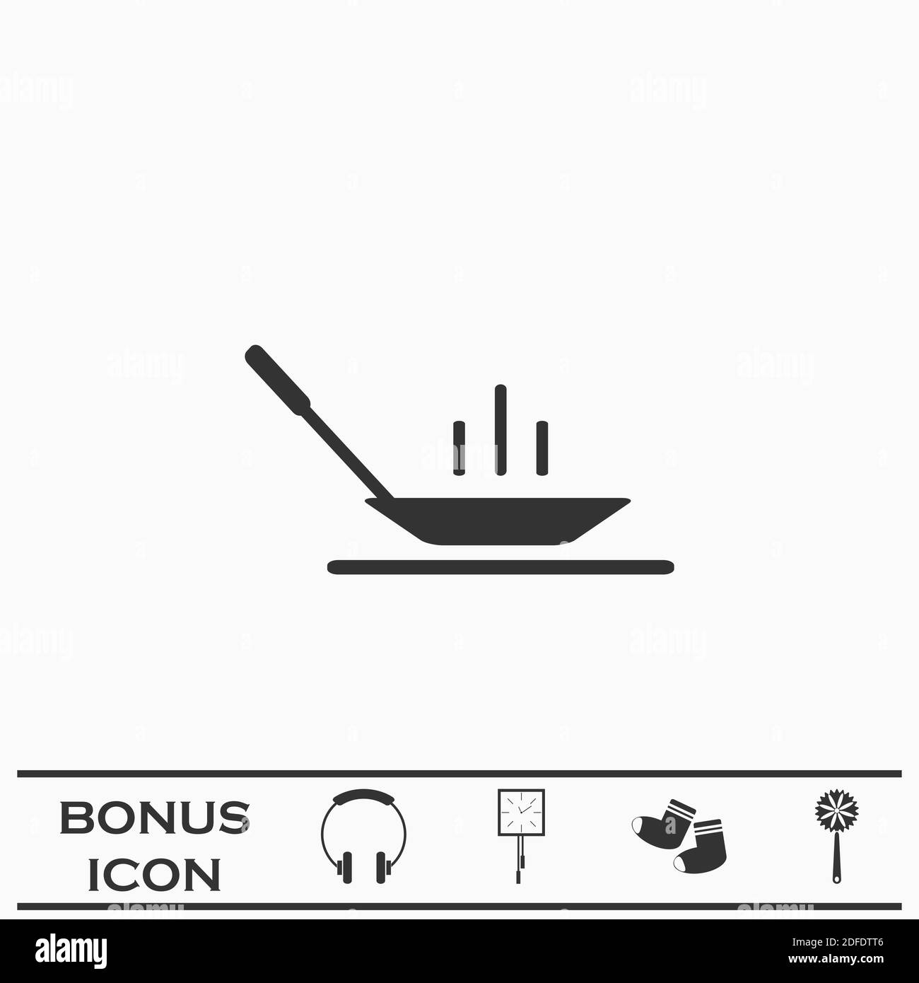 Frying pan icon flat. Black pictogram on white background. Vector ...