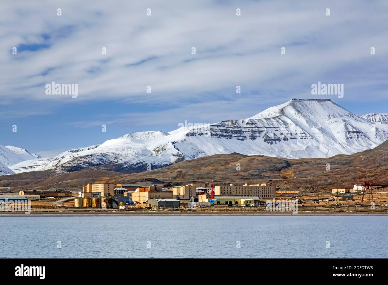 View over Pyramiden, abandoned Soviet coal mining settlement on ...