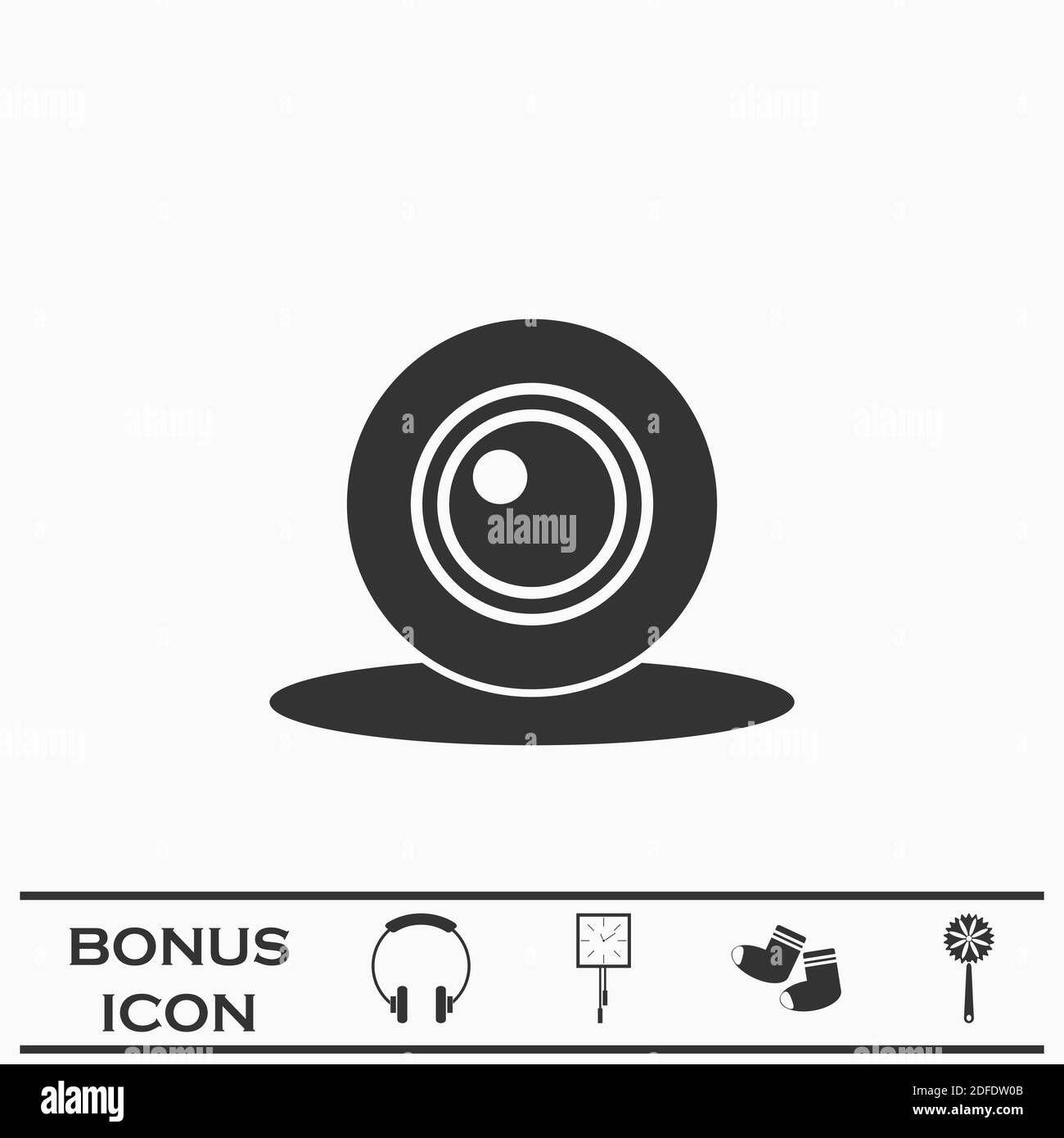 Web camera icon flat. Black pictogram on white background. Vector ...