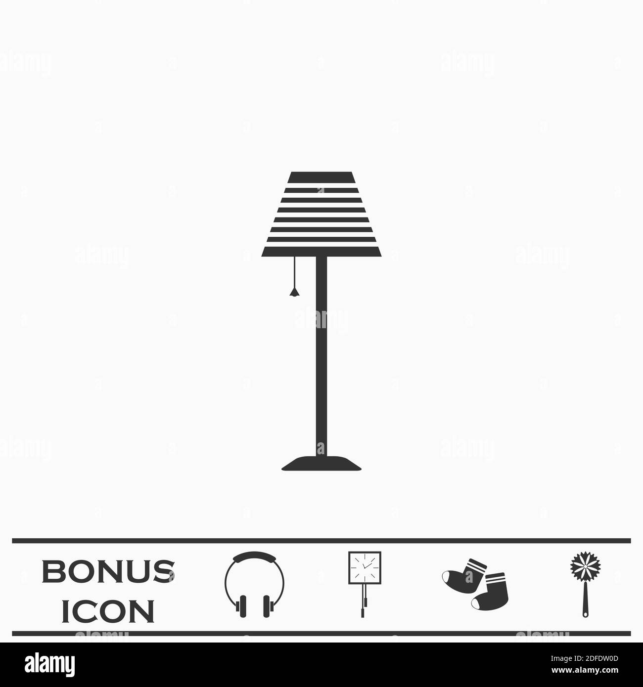 Floor lamp icon flat. Black pictogram on white background. Vector ...