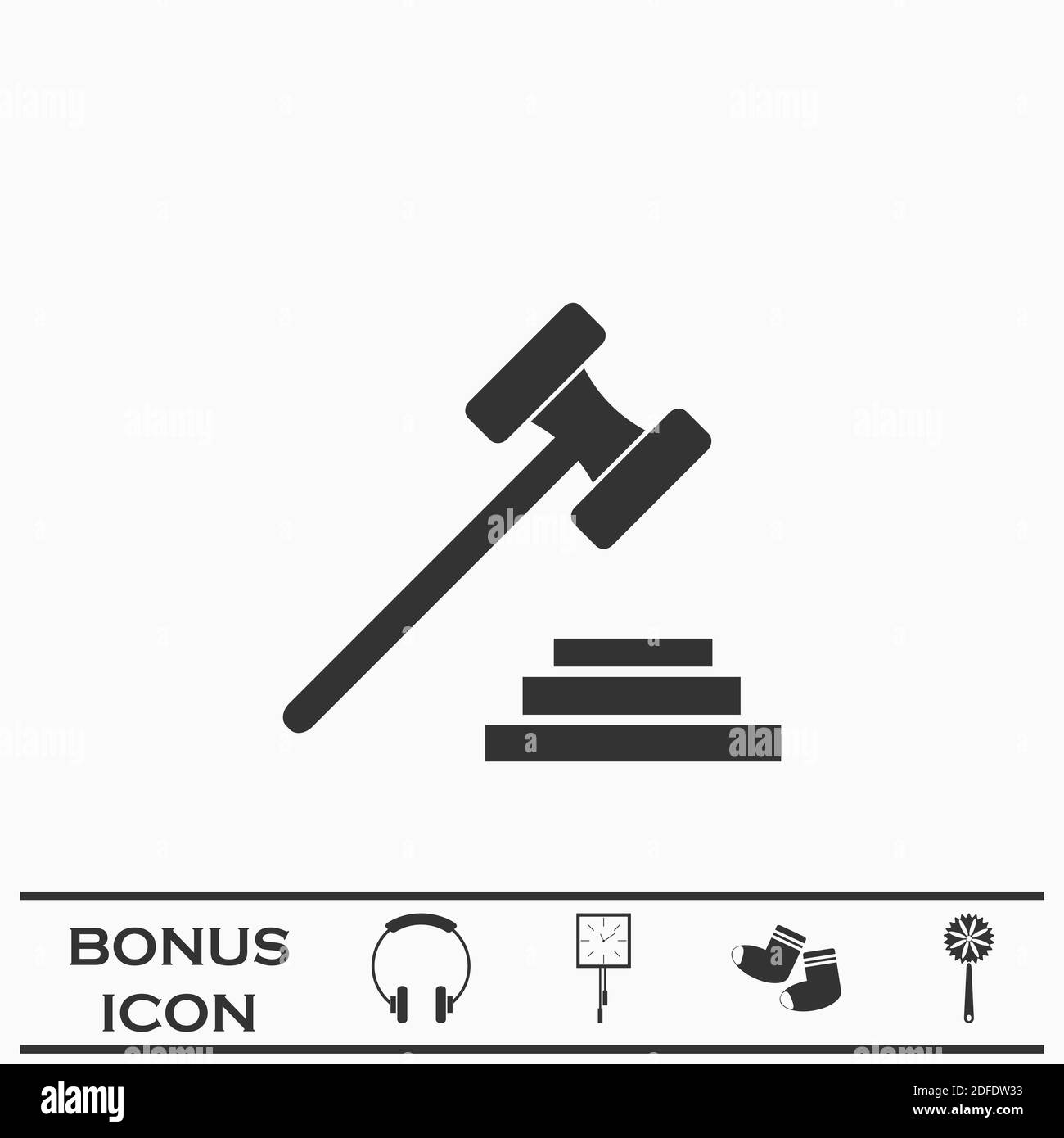 Gavel icon flat. Black pictogram on white background. Vector ...
