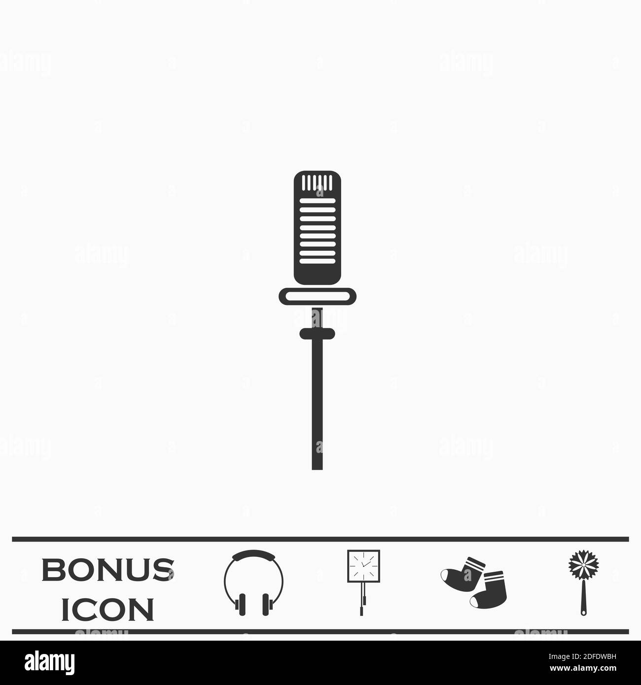 Sound recording equipment icon flat. Black pictogram on white ...