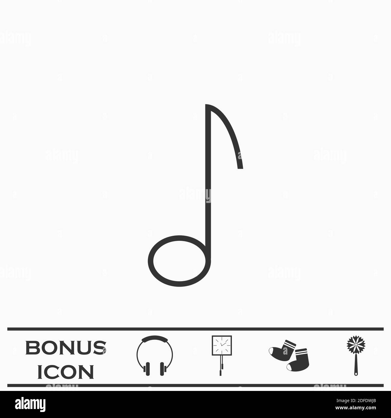 Music note icon flat. Black pictogram on white background. Vector ...