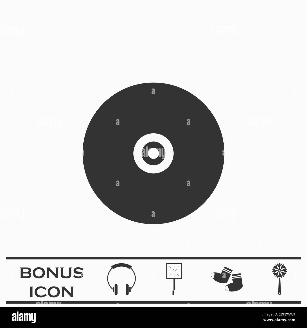 Vinyl record icon flat. Black pictogram on white background. Vector ...