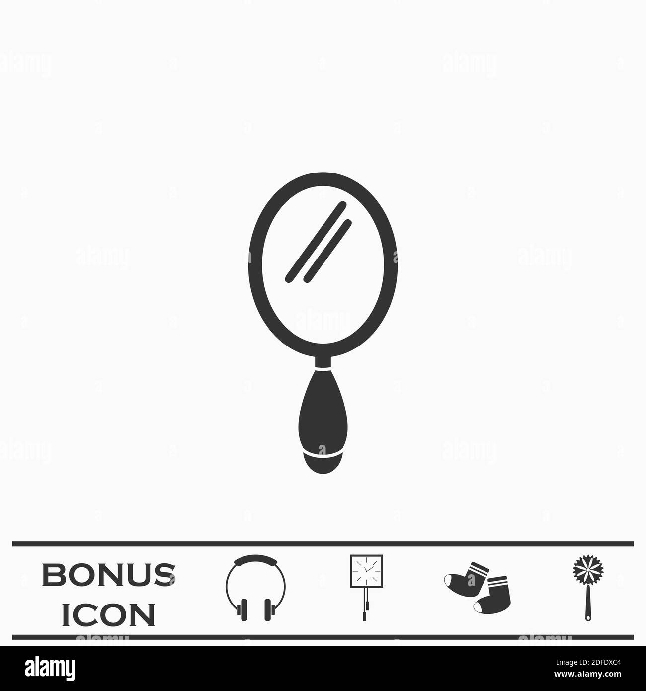 Hand Mirror icon flat. Black pictogram on white background. Vector ...