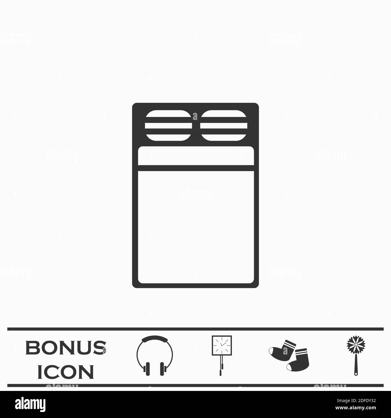 Linen bed icon flat. Black pictogram on white background. Vector ...