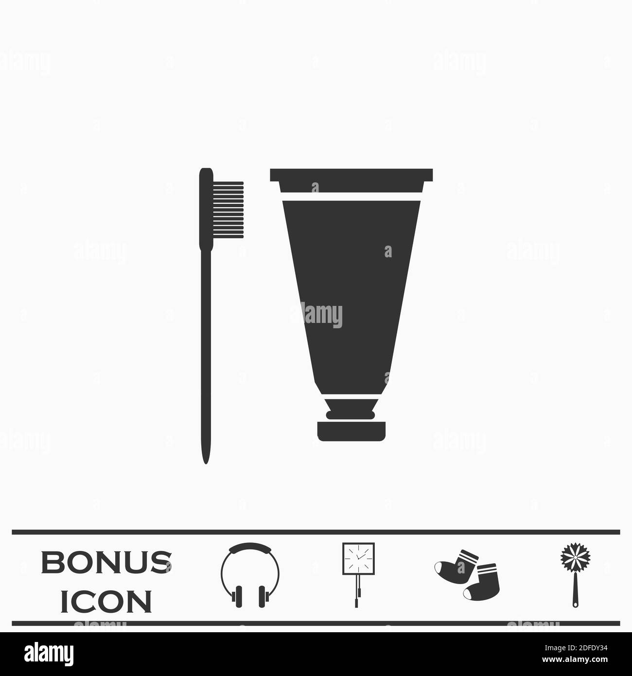 Toothbrush and Toothpaste icon flat. Black pictogram on white ...