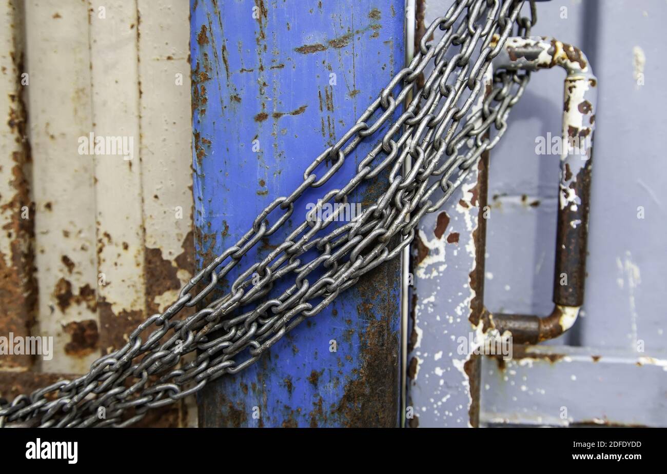 Chain and padlock industrial door, construction and architecture ...