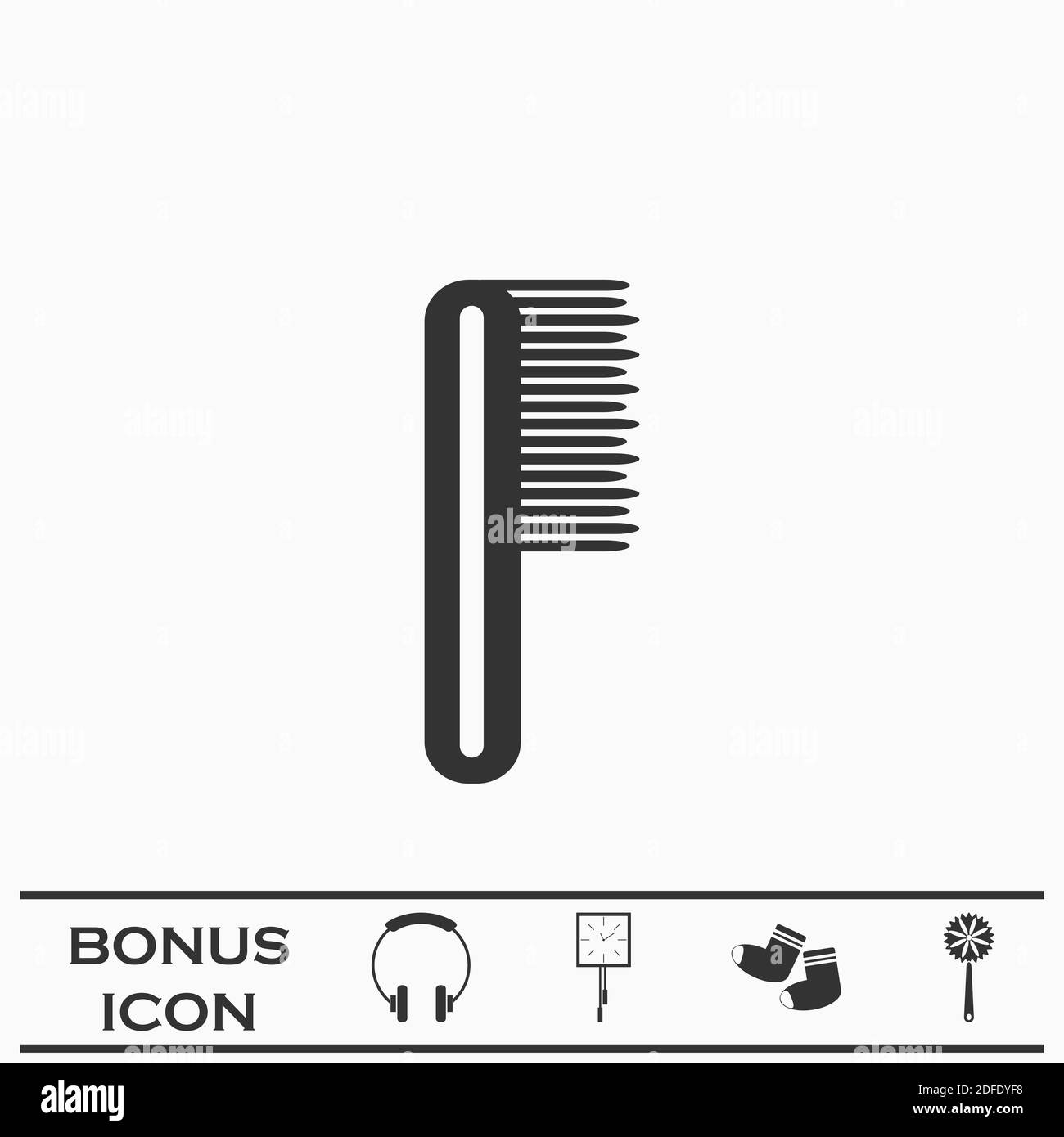 Comb icon flat. Black pictogram on white background. Vector illustration symbol and bonus button ...