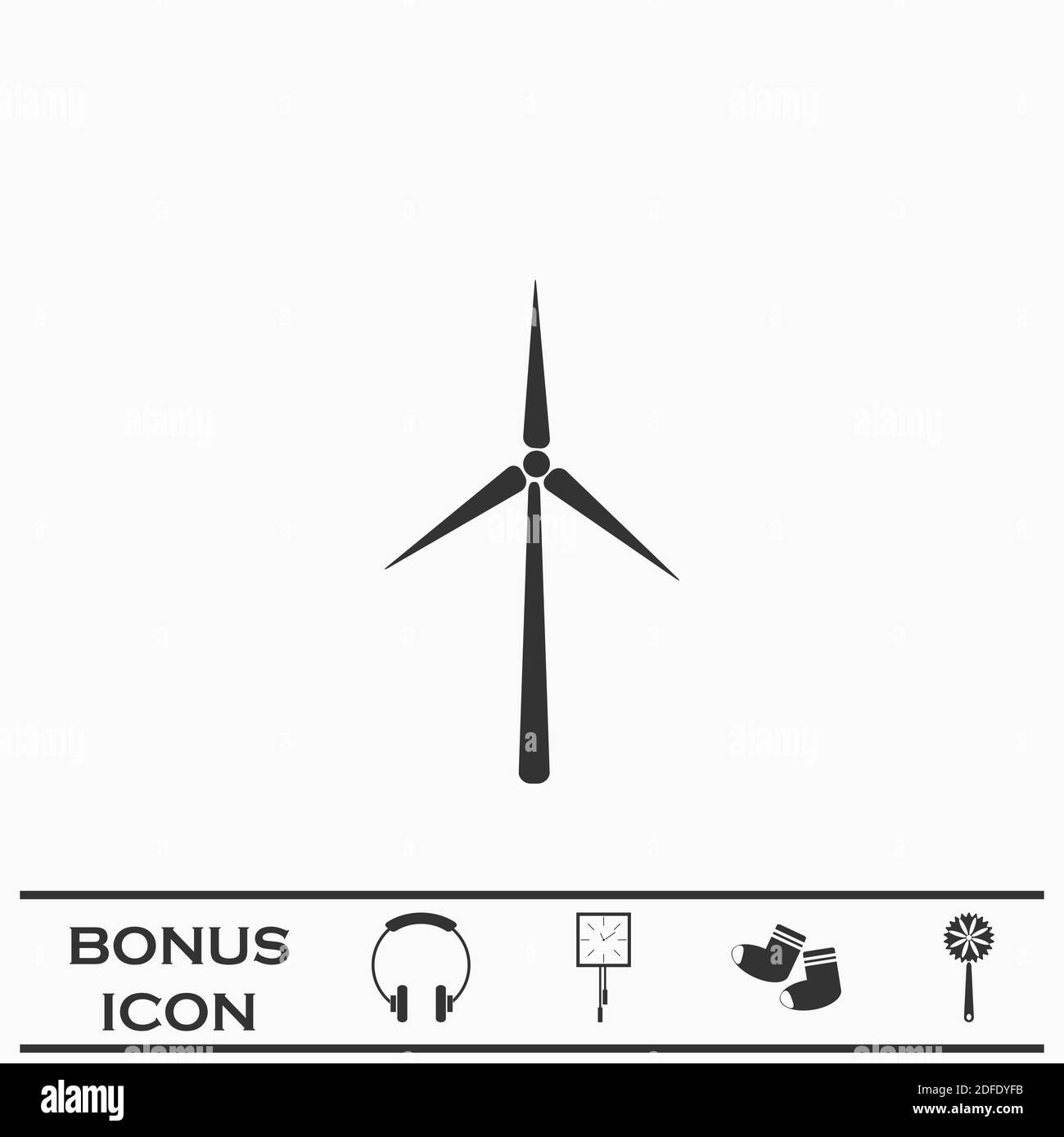 Windmill icon flat. Black pictogram on white background. Vector ...