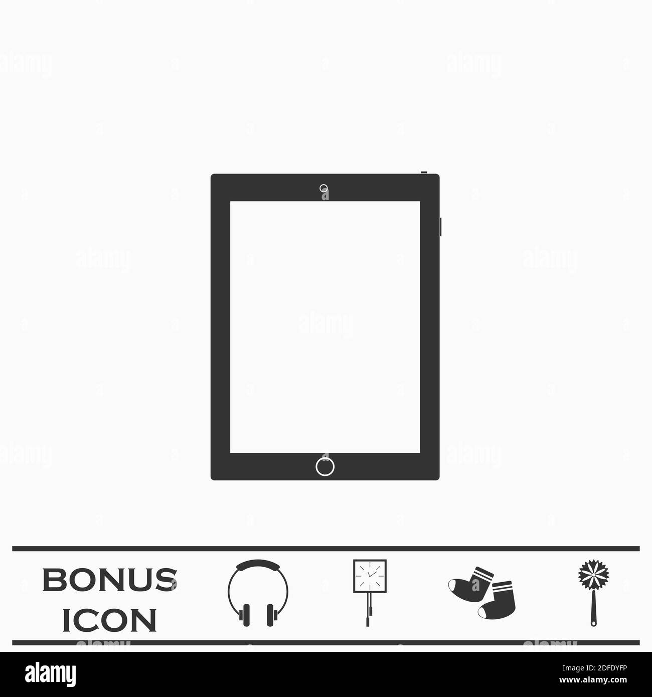 Tablet icon flat. Black pictogram on white background. Vector ...