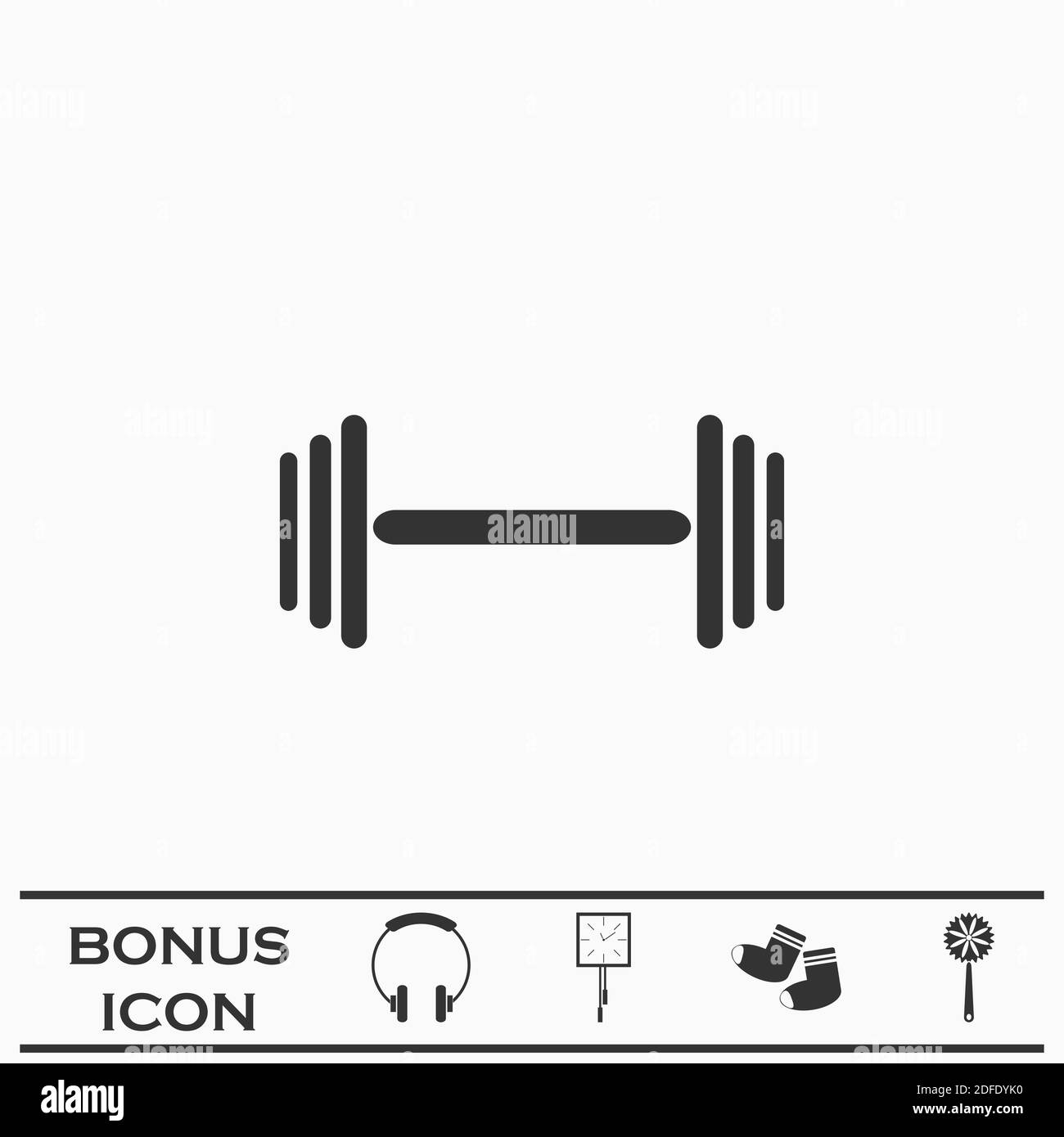 Barbell icon flat. Black pictogram on white background. Vector ...