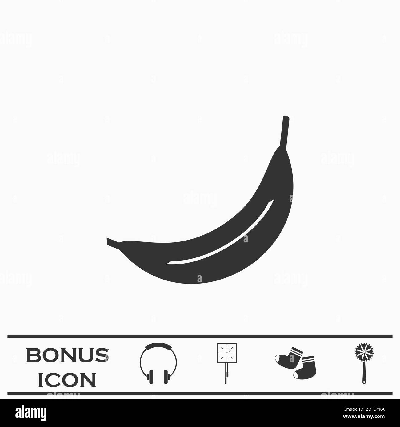 Banana icon flat. Black pictogram on white background. Vector ...