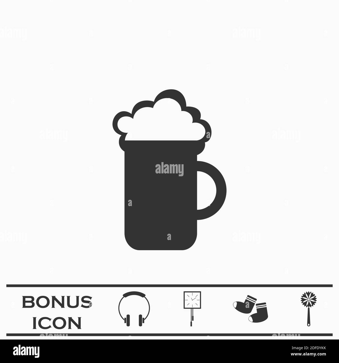 Beer icon flat. Black pictogram on white background. Vector ...