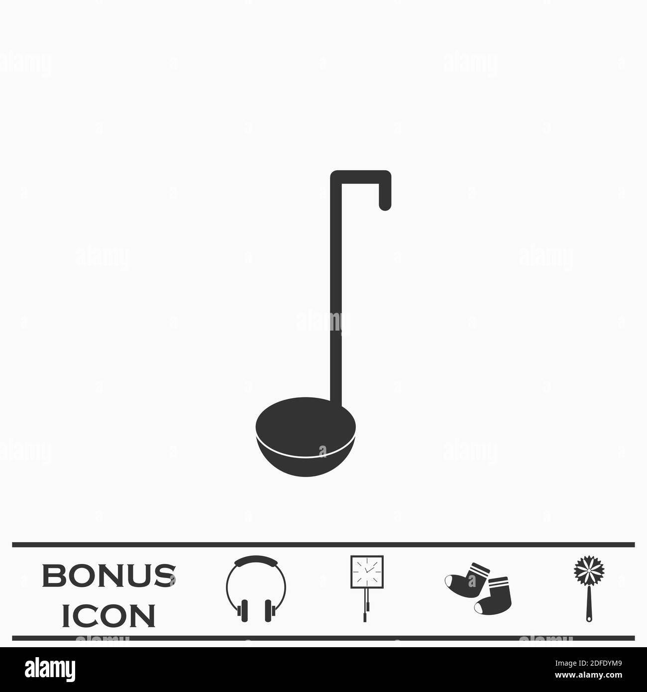 Ladle spoon icon flat. Black pictogram on white background. Vector ...