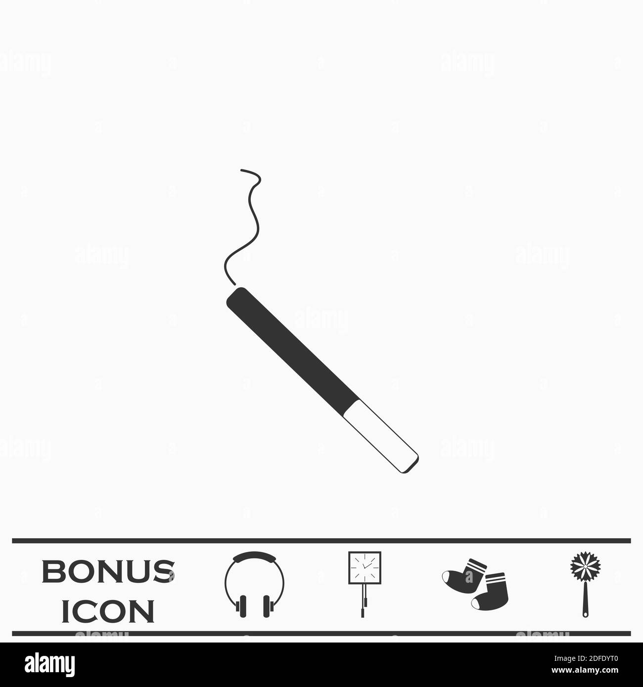 Cigarette icon flat. Black pictogram on white background. Vector ...