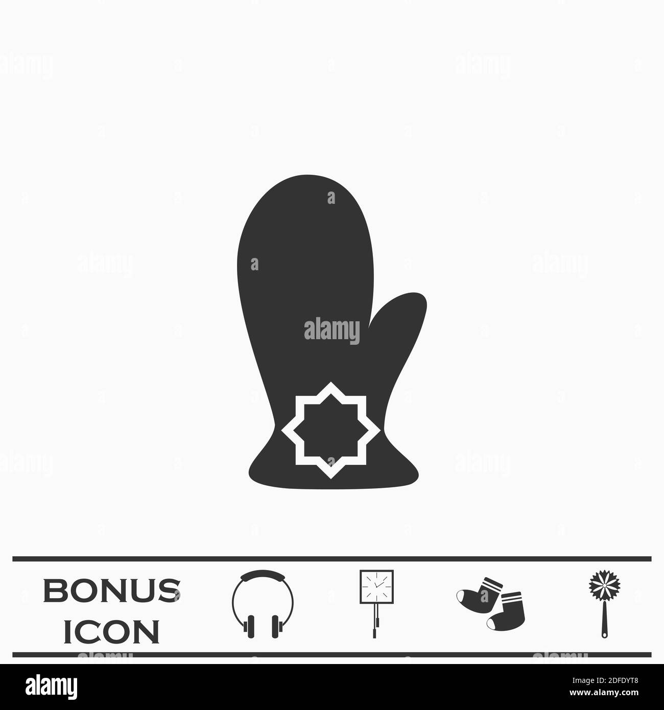 Mitten icon flat. Black pictogram on white background. Vector ...