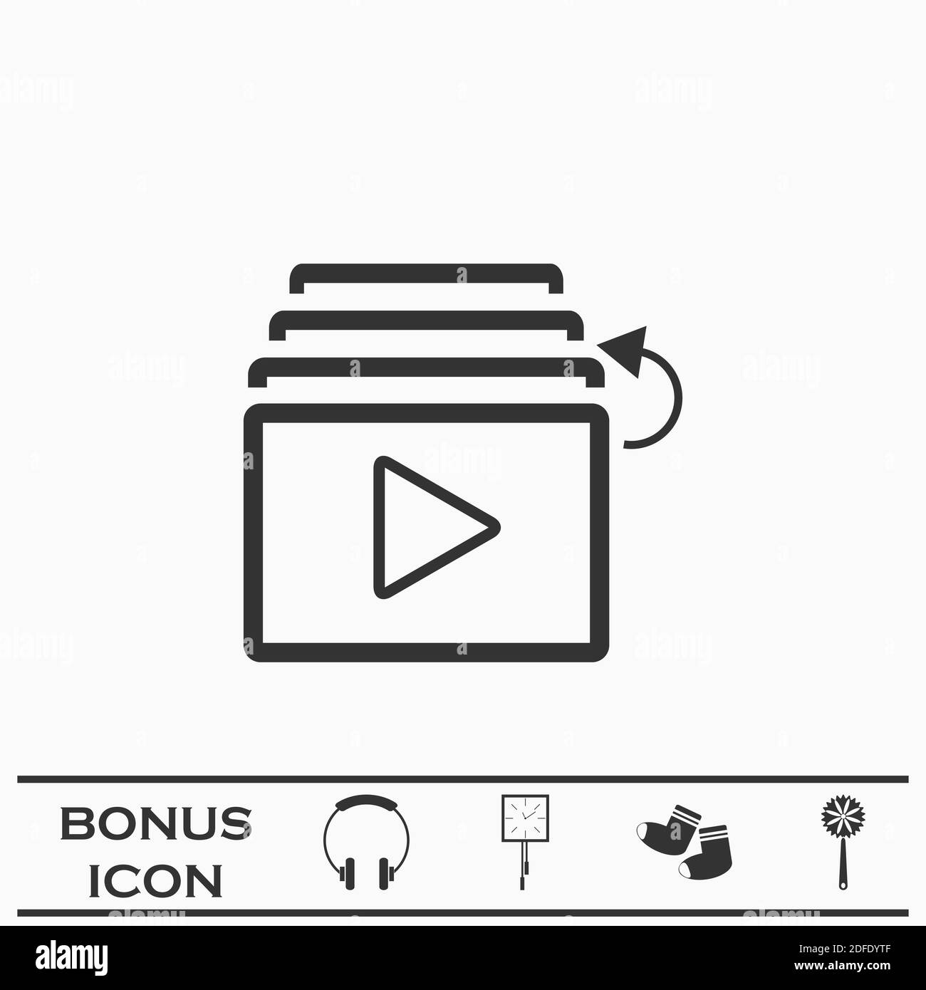 Playlist icon flat. Black pictogram on white background. Vector ...