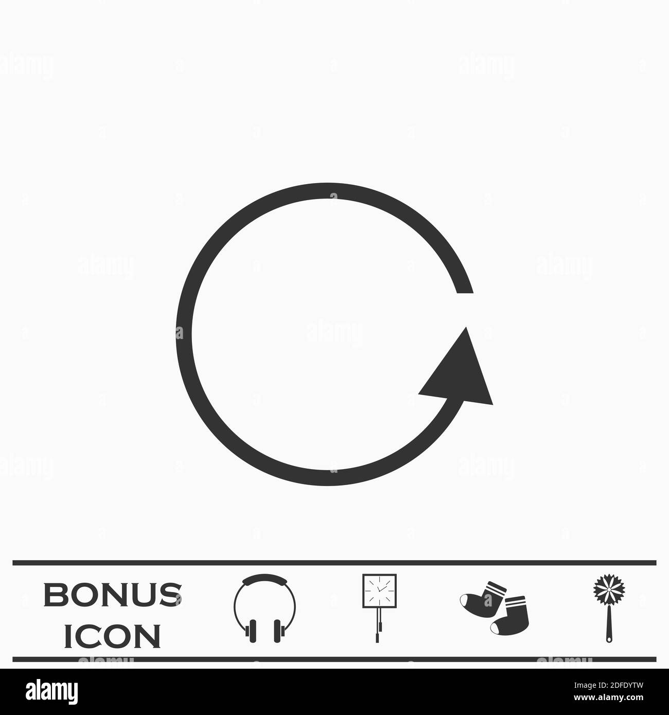 Refresh reload rotation loop icon flat. Black pictogram on white ...