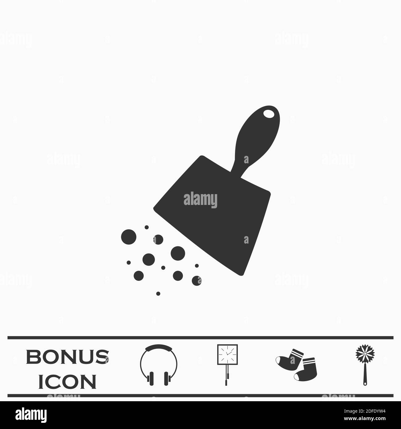Scoop with garbage icon flat. Black pictogram on white background ...