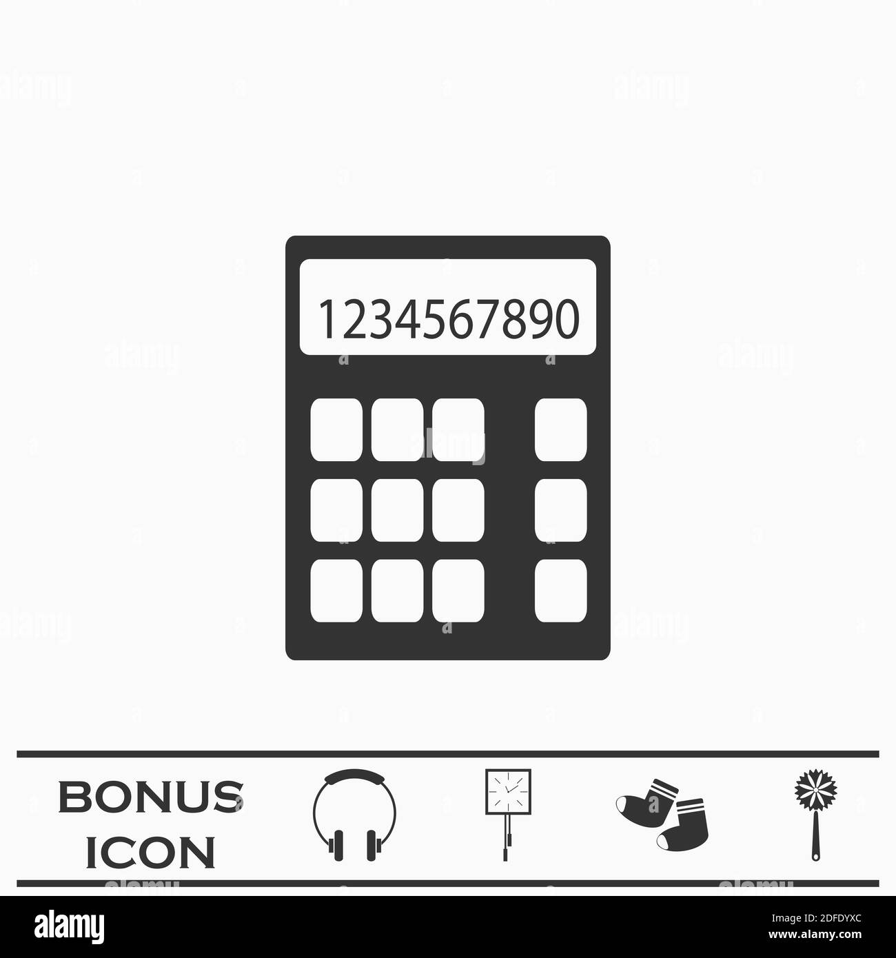 Calculator icon flat. Black pictogram on white background. Vector ...