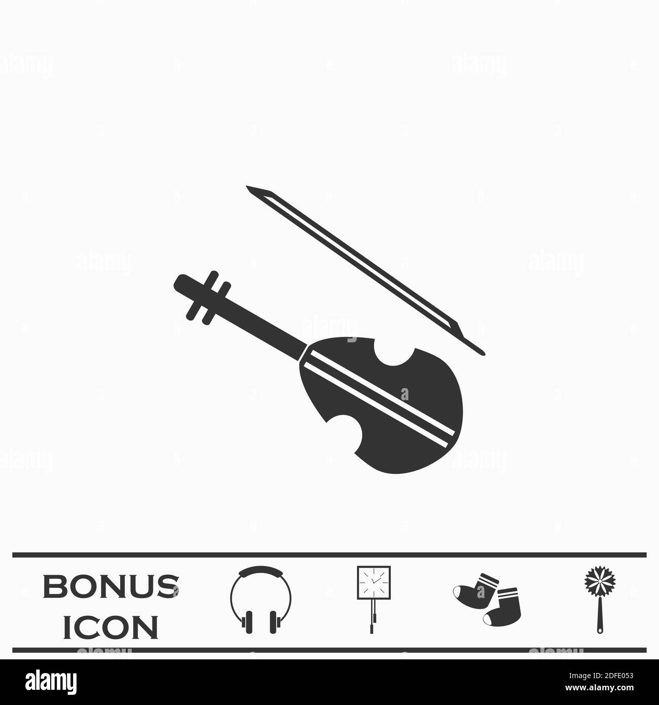 Violin icon flat. Black pictogram on white background. Vector ...