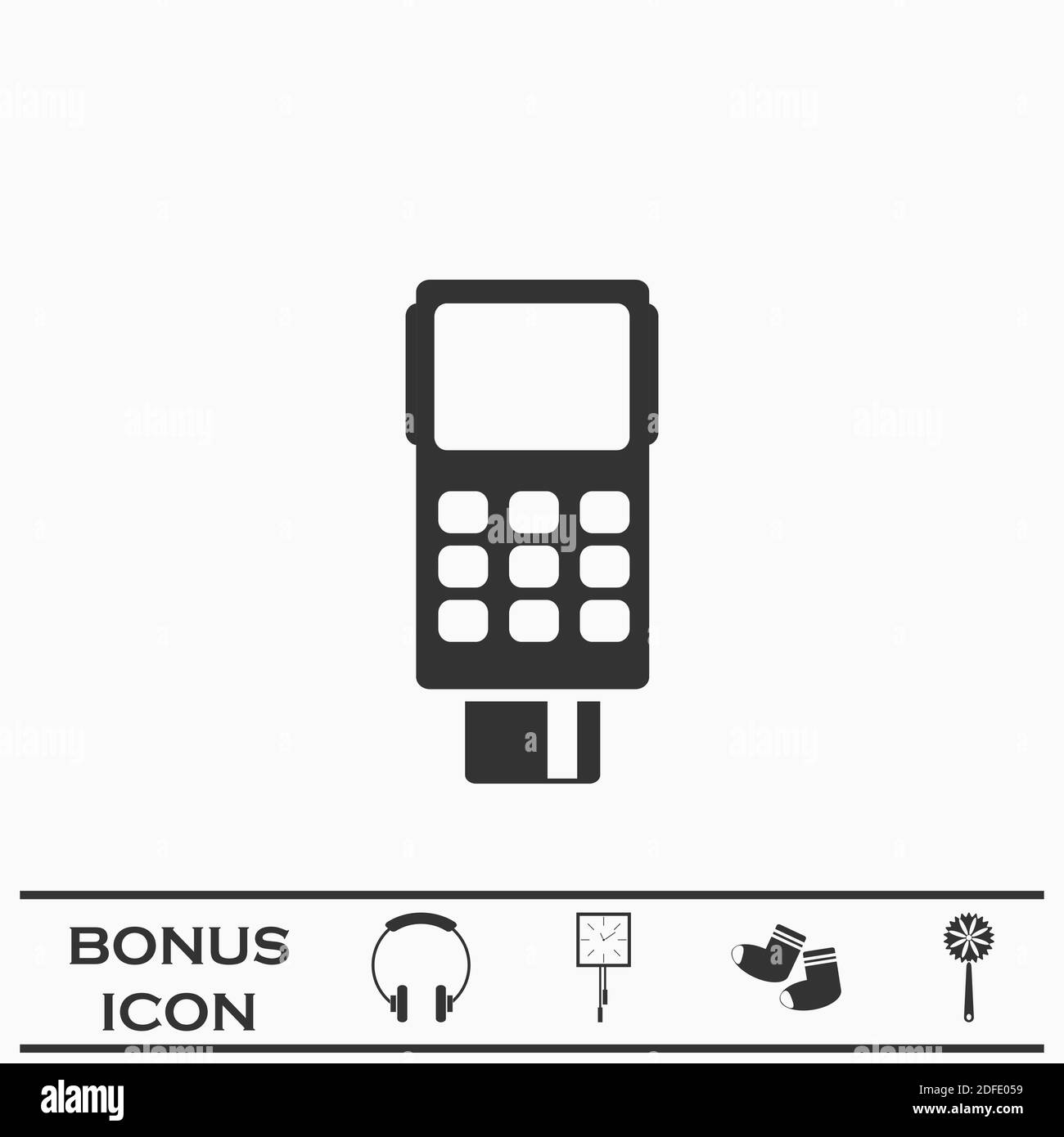 Credit card terminal icon flat. Black pictogram on white background ...