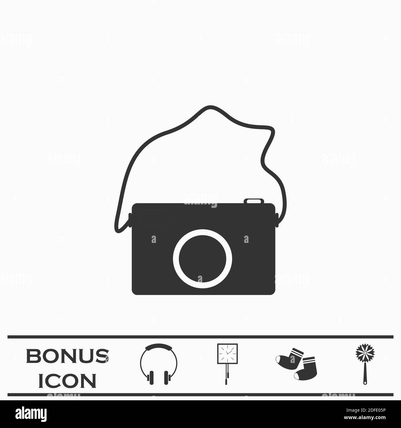 Camera icon flat. Black pictogram on white background. Vector ...