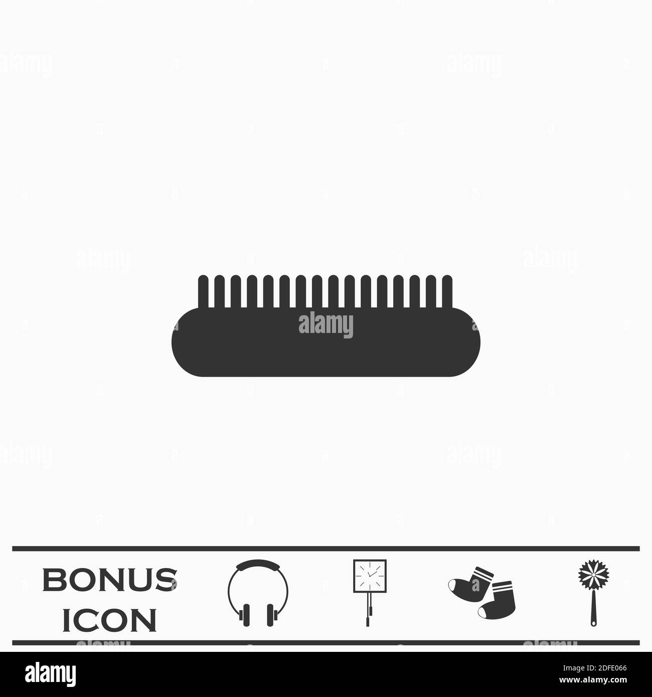 Comb icon flat. Black pictogram on white background. Vector ...