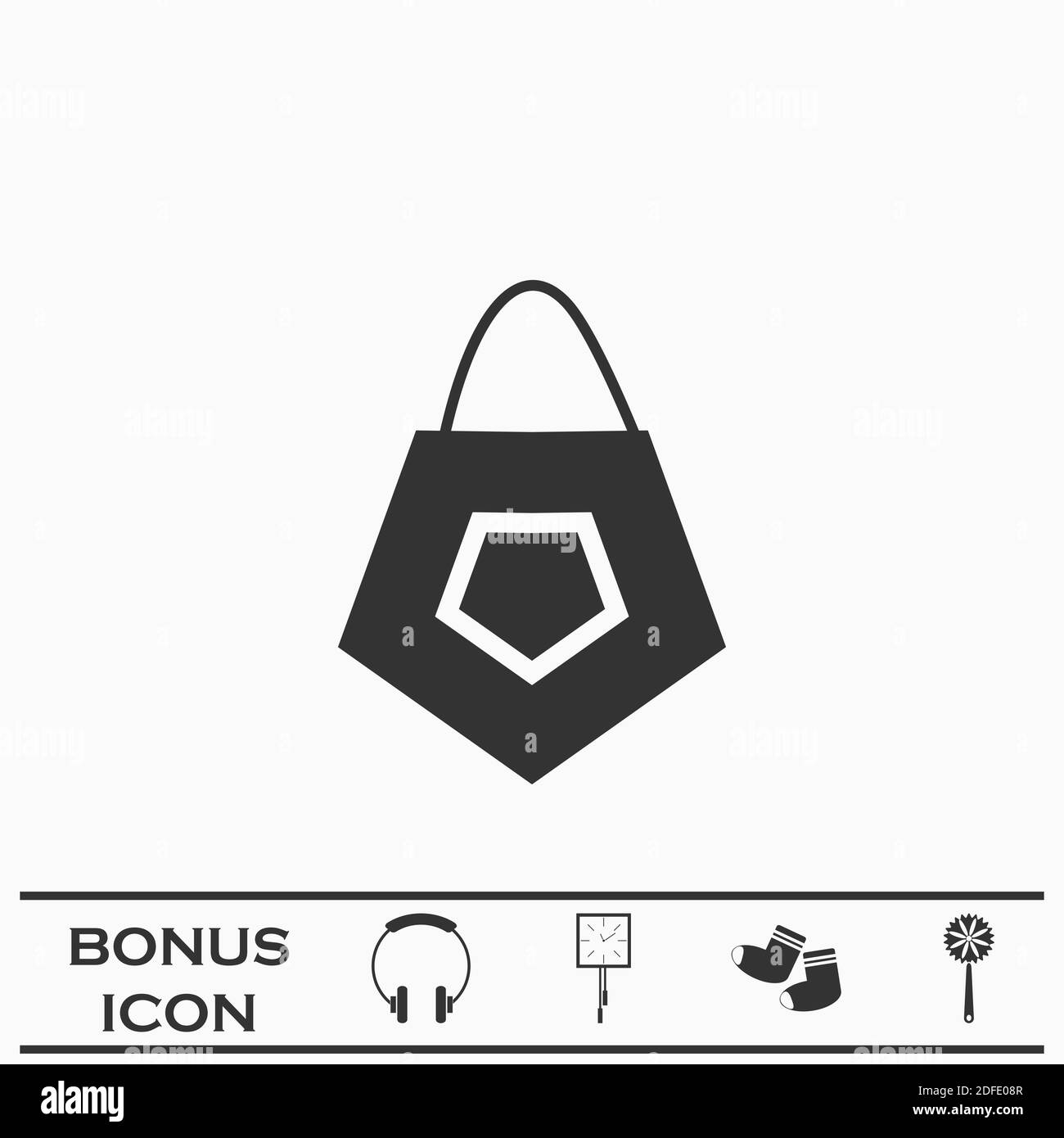 Bag icon flat. Black pictogram on white background. Vector illustration ...