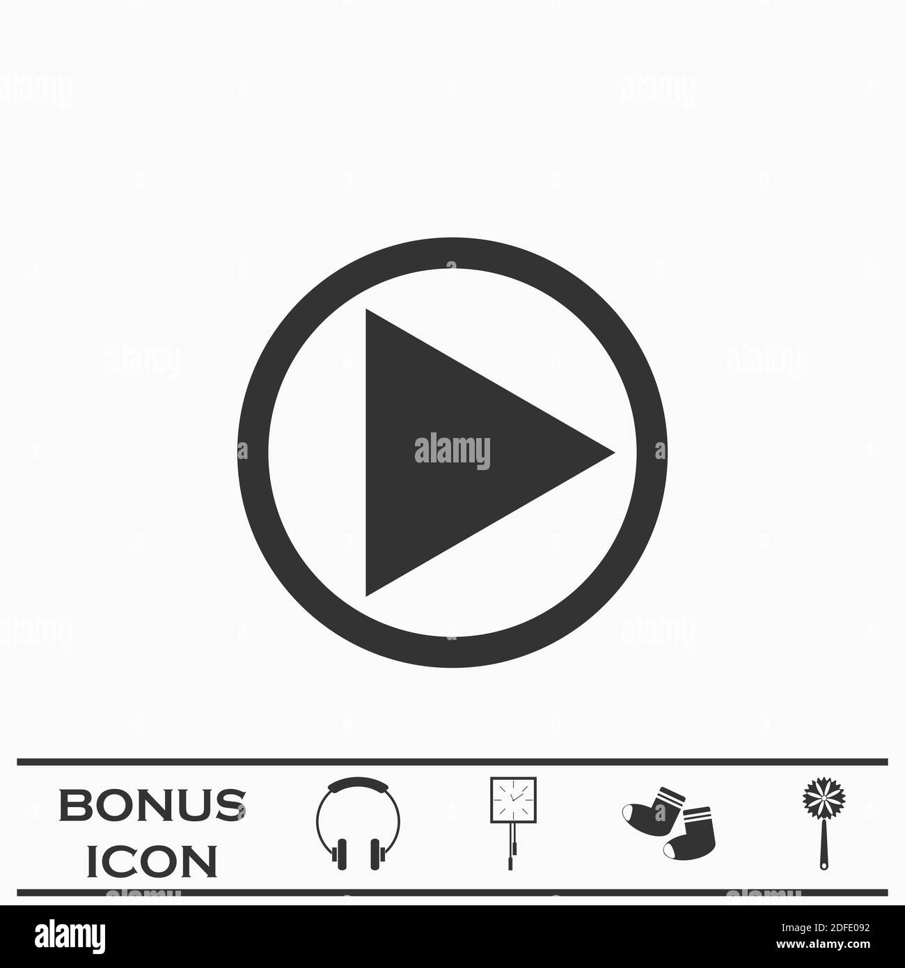 Play button icon flat. Black pictogram on white background. Vector ...