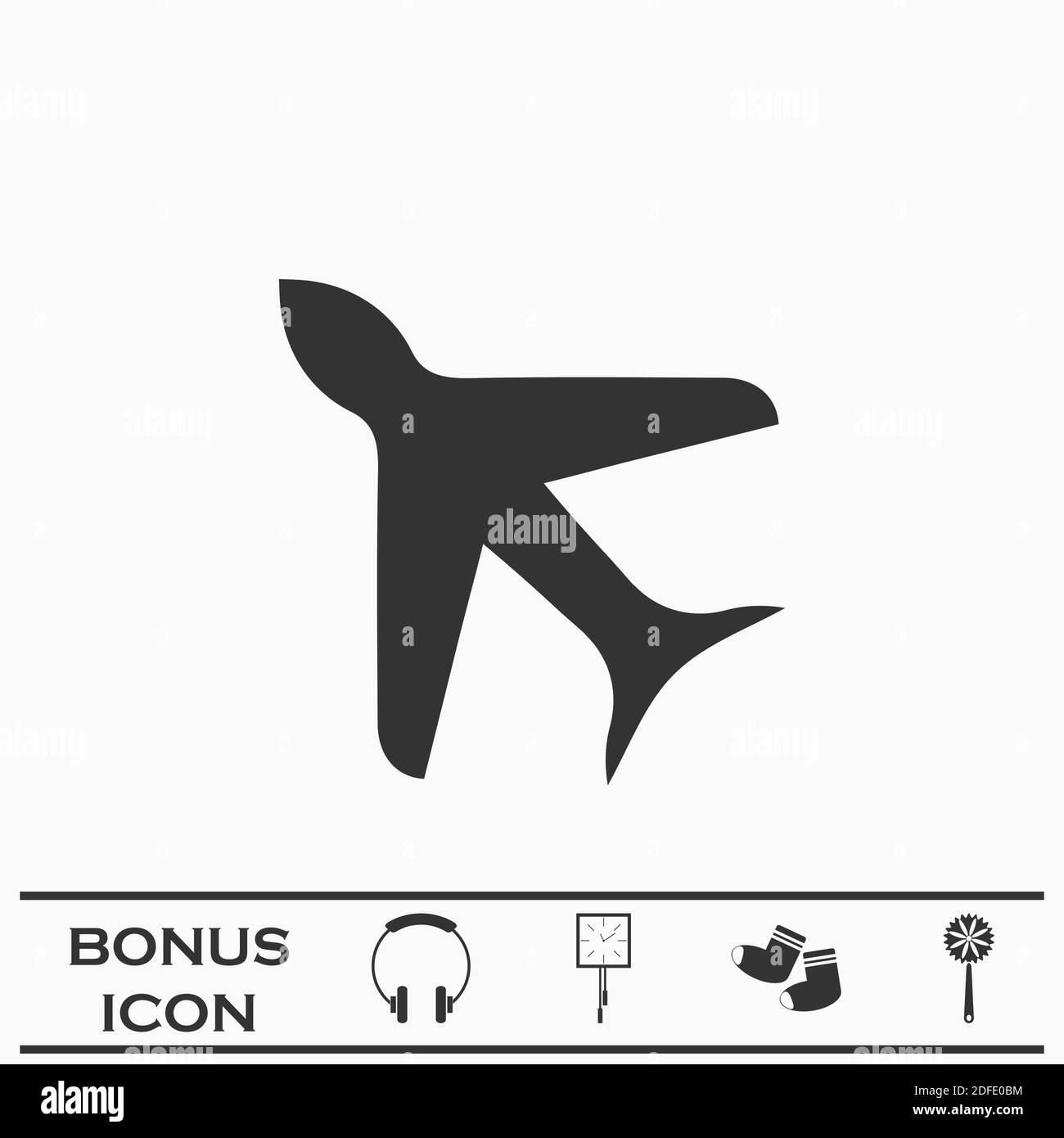 Aircraft icon flat. Black pictogram on white background. Vector ...