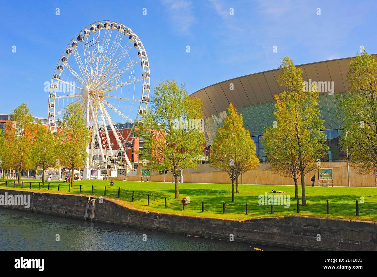 The wheel of Liverpool and the arena in spring Stock Photo - Alamy