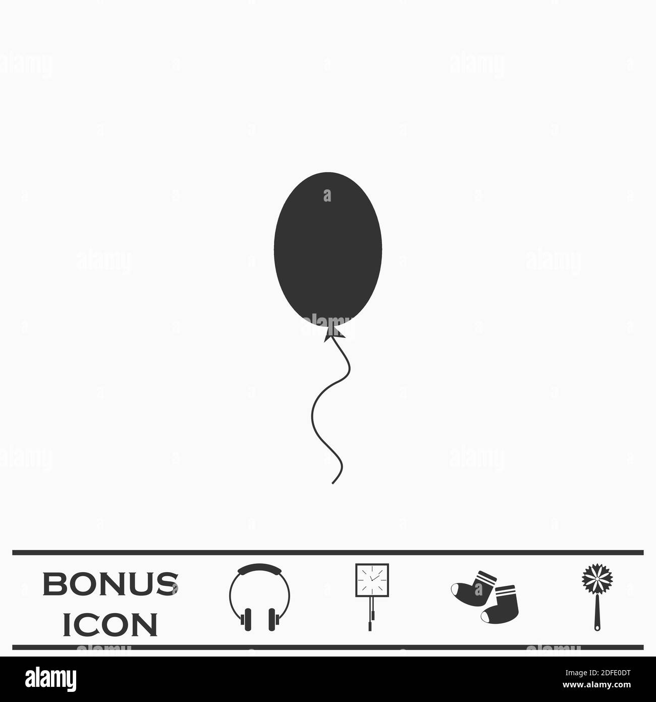 Balloon icon flat. Black pictogram on white background. Vector ...